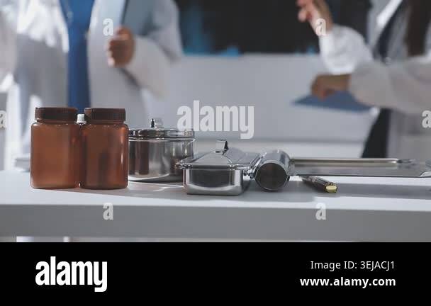 close up view of laboratory glassware and equipment for research Stock ...