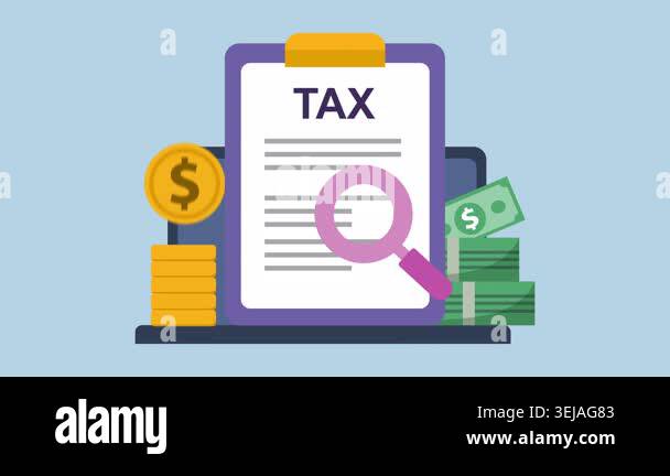 Income tax payment and finance from computer 2d Animation with Alpha ...