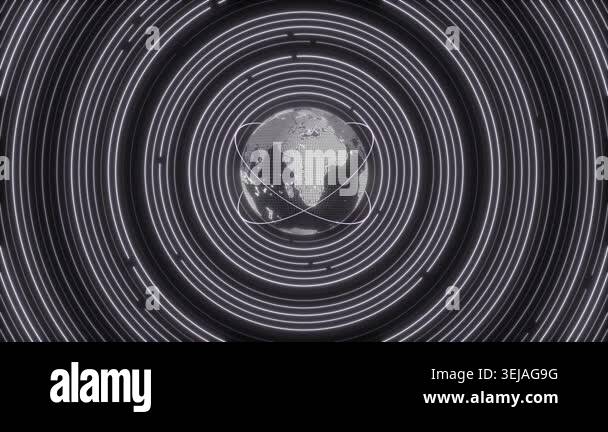 Digital Technology Earth Orbit Line Video Animation Background Stock ...
