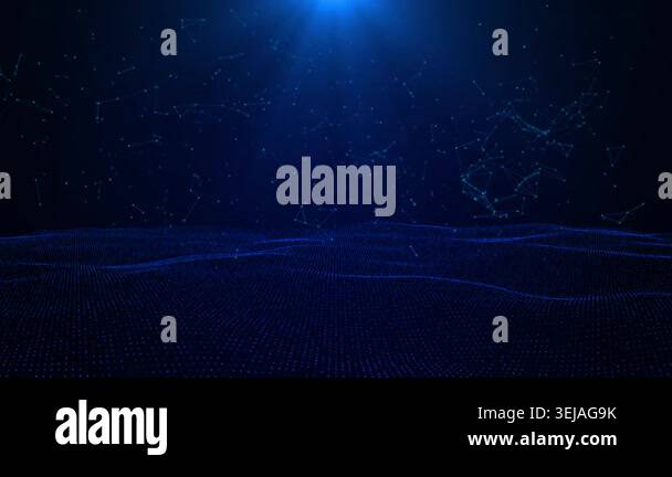 Abstract blue wave particle cyberspace technology video animated ...