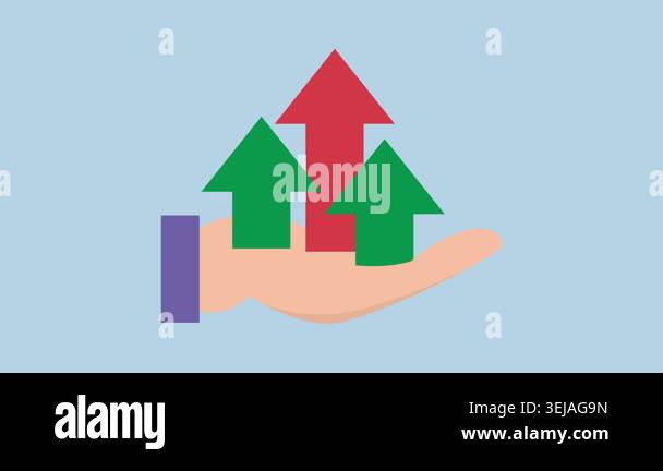 Hand holding arrows growth and progress for business concepts 2d ...