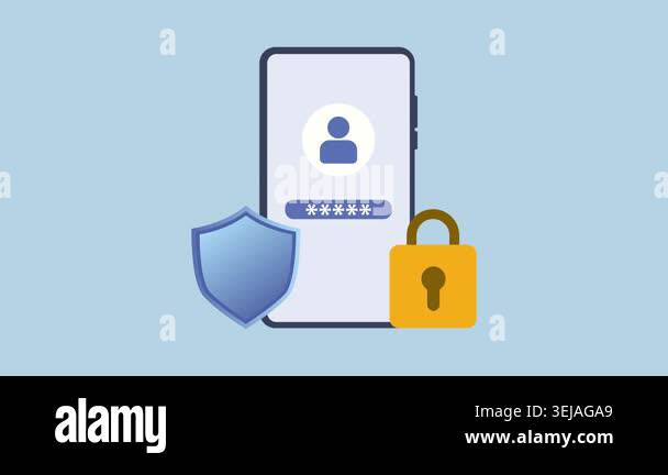 Security animation with padlock, Password and smartphone 2d Animation ...
