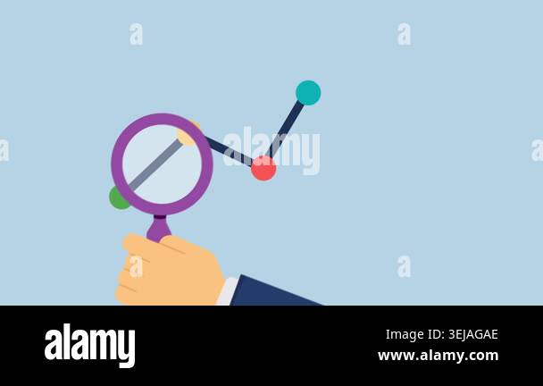 Hand zooming on chart with magnifier for data analysis 2d Animation ...