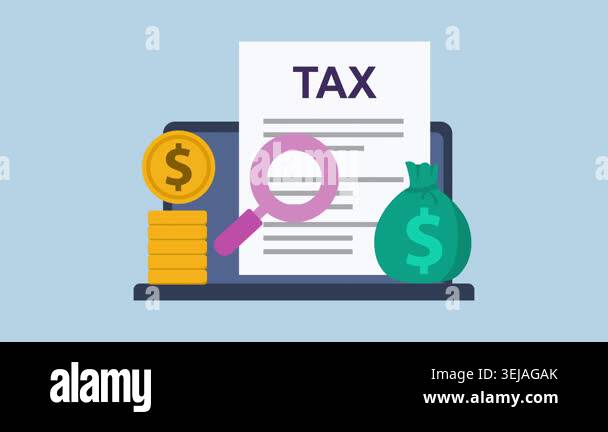 Paying income tax and finance from computer 2d Animation with Alpha ...