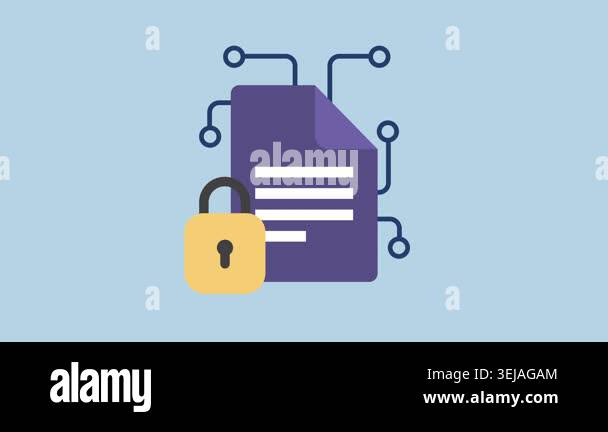 Privacy and Data Security Document with Lock 2d Animation with Alpha ...