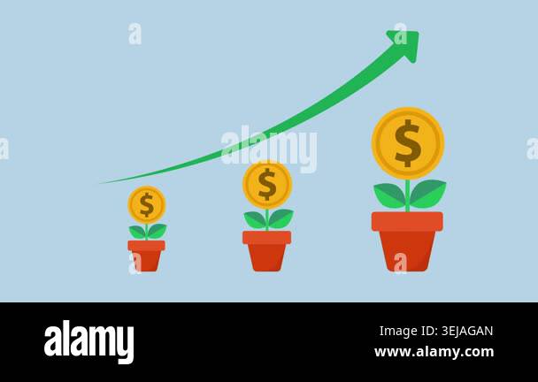 Planting pots and growing money, Money trees animation, Financial ...