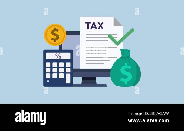 Income tax payment and finance from desktop 2d Animation with Alpha ...