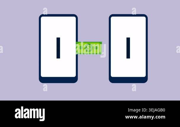 Mobile phones exchanging a money, Online transactions or digital ...