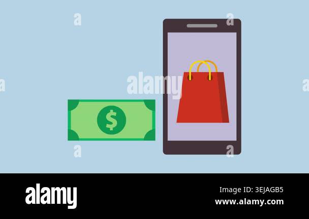 Mobile phone payment online digital 2d Animation with Alpha Matte Stock ...