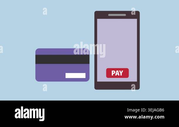 Mobile phone payment with credit card 2d Animation with Alpha Matte ...