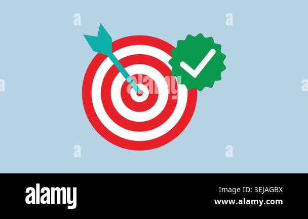 Target arrow and checkmark for business, goal achievement concept 2d ...