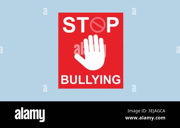 Red stop bullying sign with a hand, ideal for antibullying campaigns 2d ...