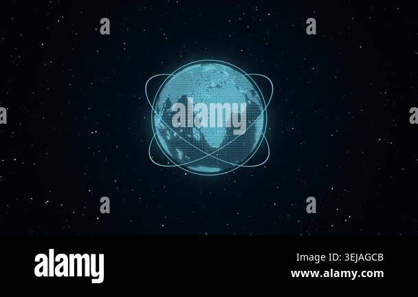 Digital Earth Technology World Rotation On Space Video Animation ...