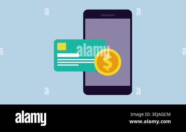 Credit card bank in smartphone 2d Animation with Alpha Matte Stock ...