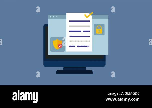 Digital Data Security with Flat Design Icons 2d Animation with Alpha ...