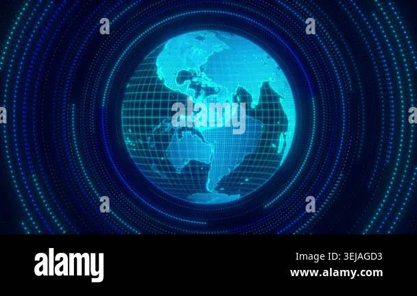Cyber Space Digital Technology Matrix Planet Earth Video Background ...