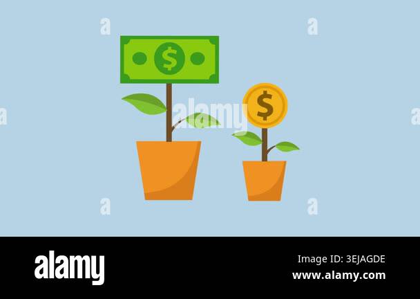 Money Plants Growing in Pots Representing Wealth and Financial ...