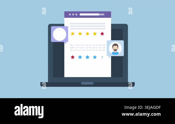 Customer rating and review on website, Customer sharing online feedback ...