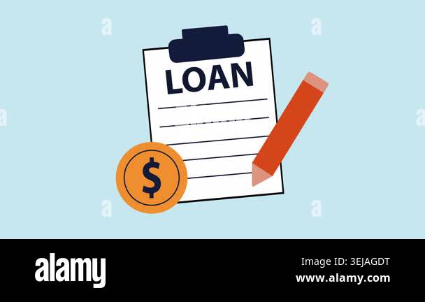 Loan Document Signing with Flat Design Icons 2d Animation with Alpha ...