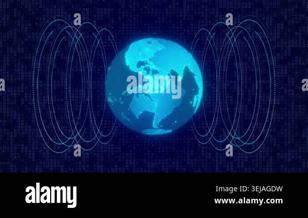 Cyber Space Digital Technology Matrix Planet Earth Video Background ...