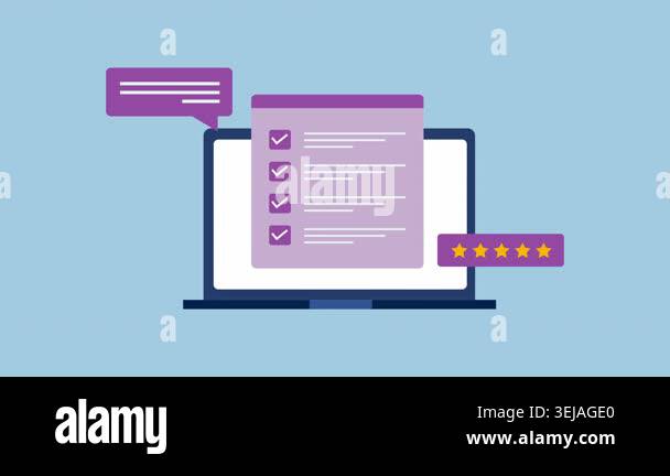 Online Customer Review on Laptop Concept 2d animation with alpha matte ...