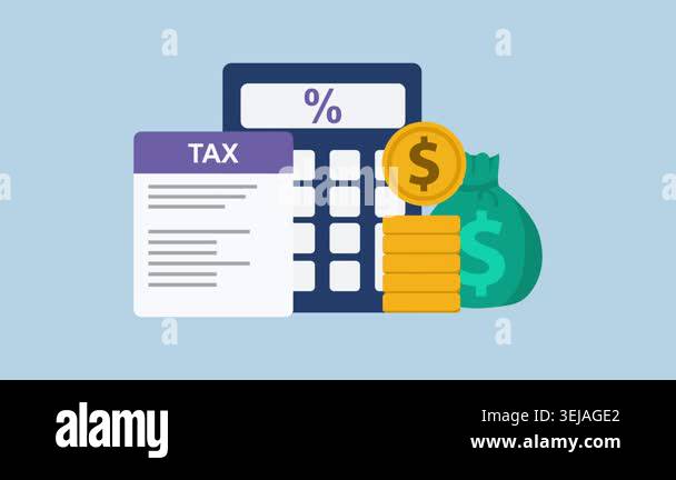 Paying income tax and finance 2d Animation with Alpha Matte Stock Video ...