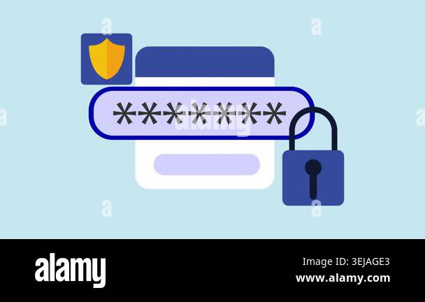 Login Password Security with Flat Design Elements 2d Animation with ...