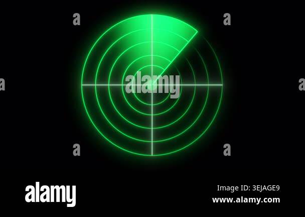 Green Neon Light Searching Radar Screen Technology on black background ...