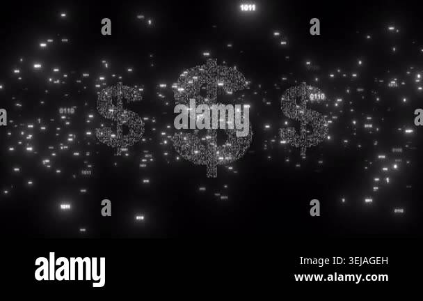 Digital Dollar Symbols Black Video Animated Background Stock Video ...