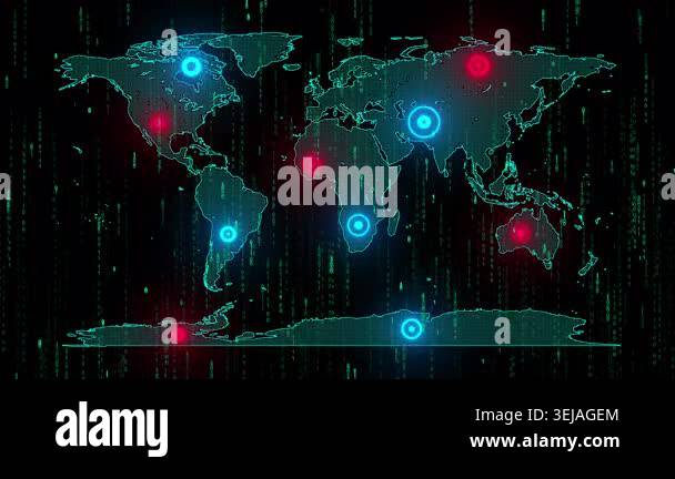 Digital Hologram Of The Planet Earth With Binary Code Video Animation ...