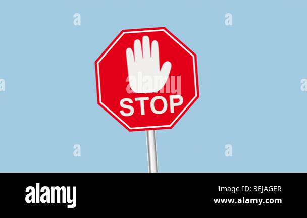 Stop sign with hand icon and lettering, Stop sign that approaches the ...