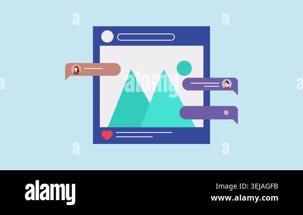 Social Media Post and Emoji Reaction 2d Animation with Alpha Matte ...