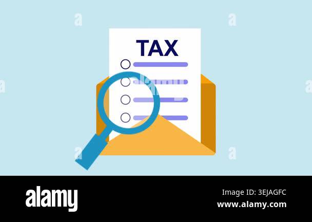 Tax Document Audit with Flat Design Icons 2d Animation with Alpha Matte ...