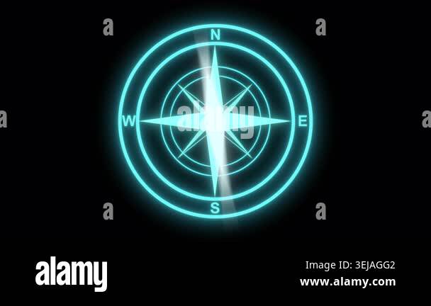 Glowing Compass Navigation Tool with Alpha Matte Stock Video Footage ...
