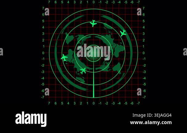 Radar monitoring plane animation screen with Alpha Matte Stock Video ...