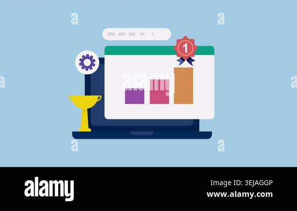 Number one rank on search engine, Website ranking success 2d Animation ...