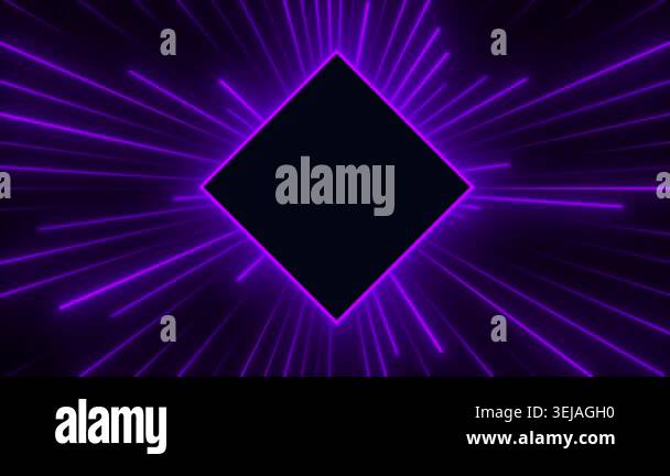 Purple neon frame with moving rays video animated background Stock ...