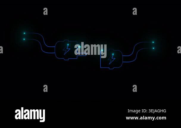 Neon Electric Plug Connection on Black Background Stock Video Footage ...