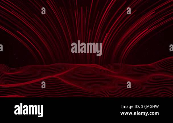 Abstract Red Wavy Lines Particles Video Animated Background Stock Video ...