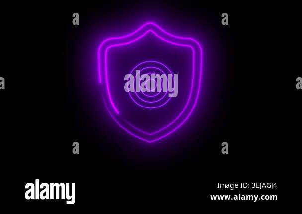 Safety and Security Sign in Glowing Neon Light Style on black ...