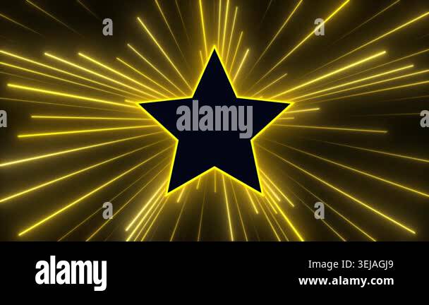 Yellow neon star tunnel frame video animated background Stock Video ...