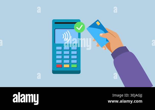 Hand holding card and paying with POS terminal, Successful transaction ...