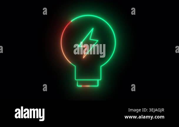Energy idea icon with glowing neon line on black background Stock Video ...
