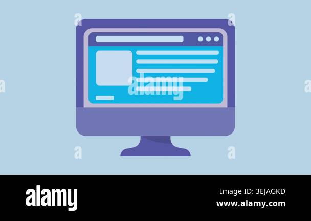 Desktop computer with webpage 2d Animation with Alpha Matte Stock Video ...