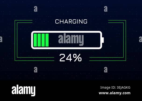 Electric charging progress bar, Battery indicator showing increasing ...