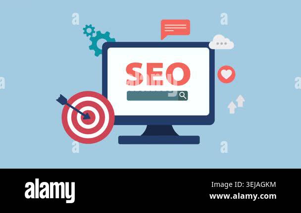 SEO optimization through data analysis Concept 2d animation with alpha ...