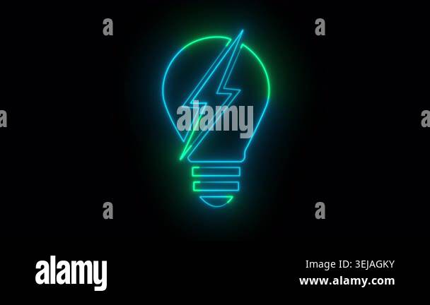 Glowing light bulb symbol, Energy idea, Electric neon bulb icon on ...