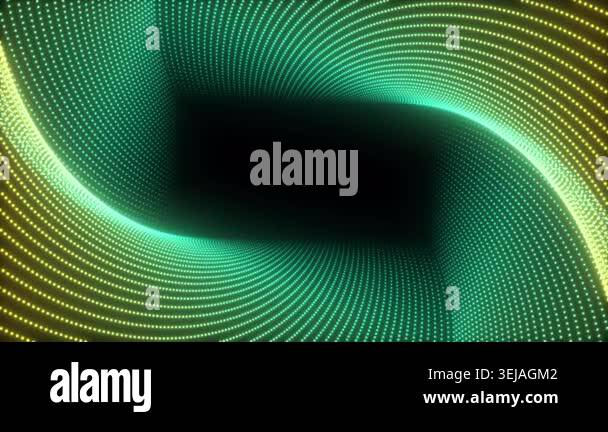 Abstract green digital tunnel with flowing spiral lines creating a ...