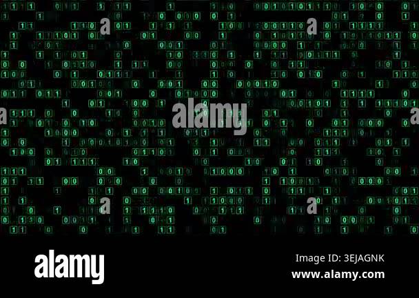 Digital squares letter of zero and one are moving randomly video ...
