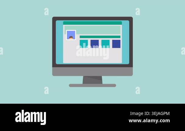 Computer open social media on web browser 2d Animation Alpha Matte ...